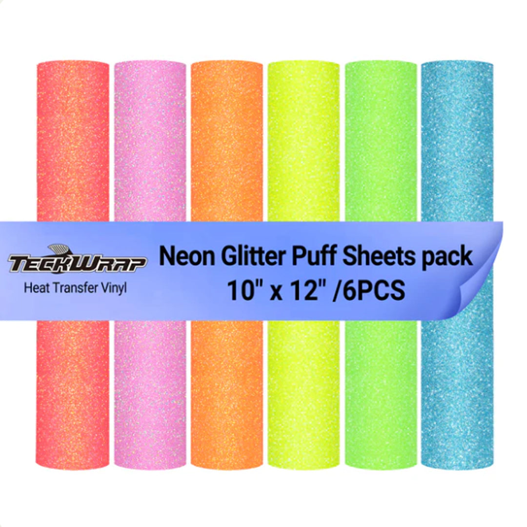 Neon Glitter Puff HTV Sheets Pack – Vinyl Supplies